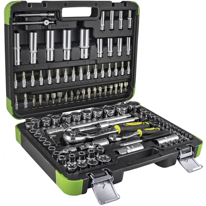 Estuche de herramientas 108 piezas con vasos hexagonales - cromado - Solocamión Repuestos