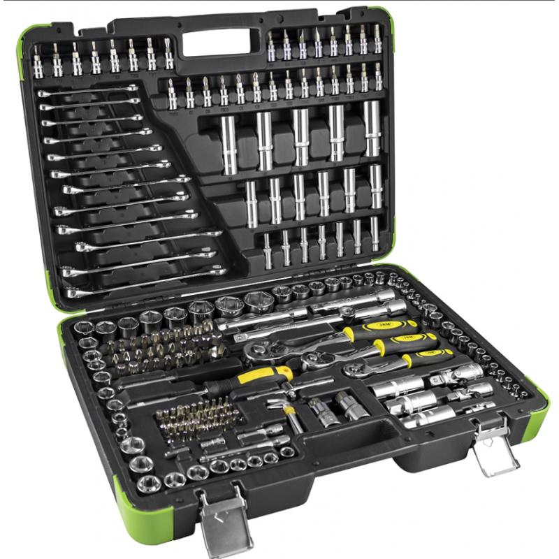 Estuche de herramientas de 216 piezas con vasos hexagonales cromado - Solocamión Repuestos